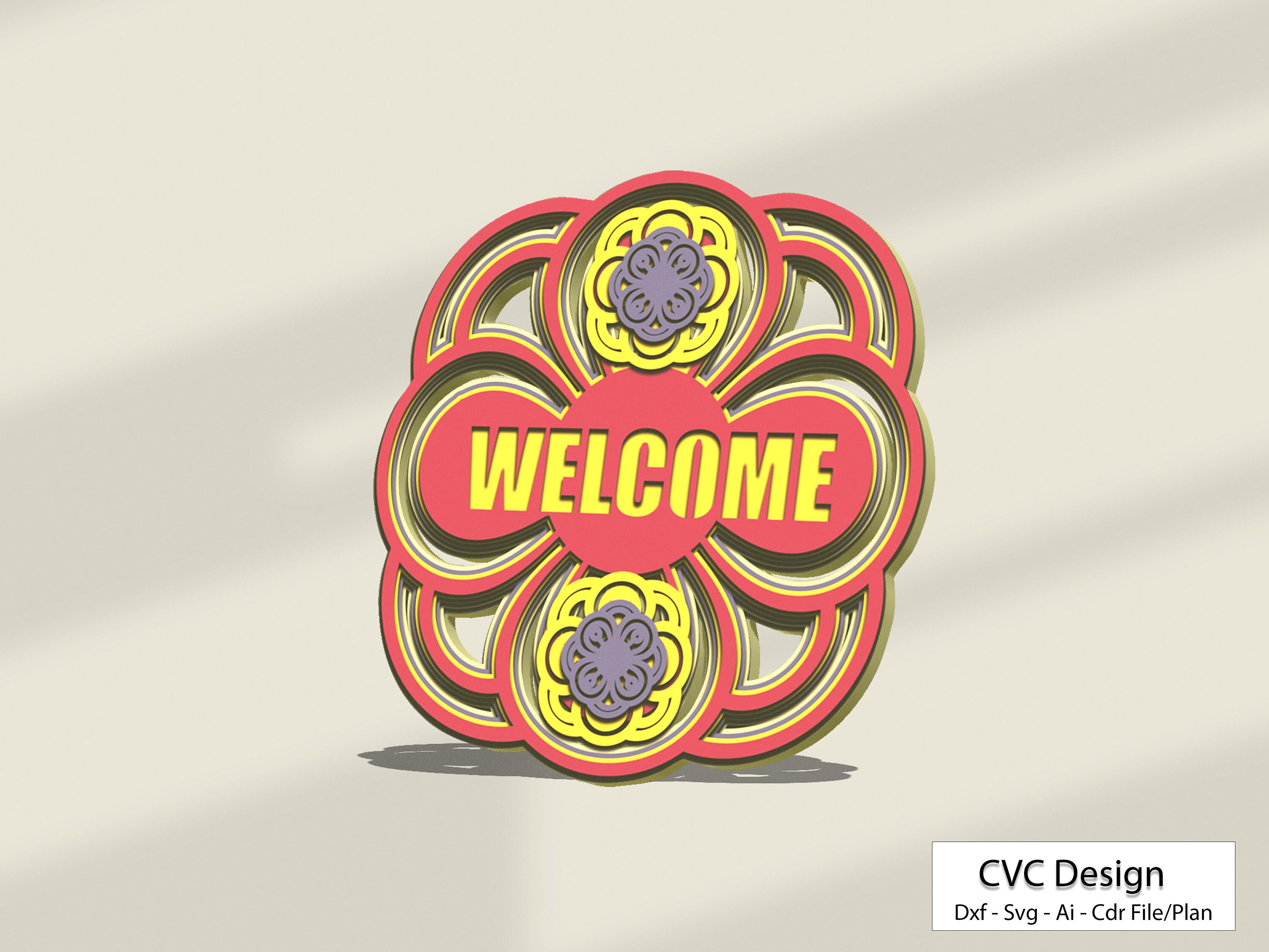 Laser Cut Welcome Sign Vector File, Multilayer Dxf File for Laser ...