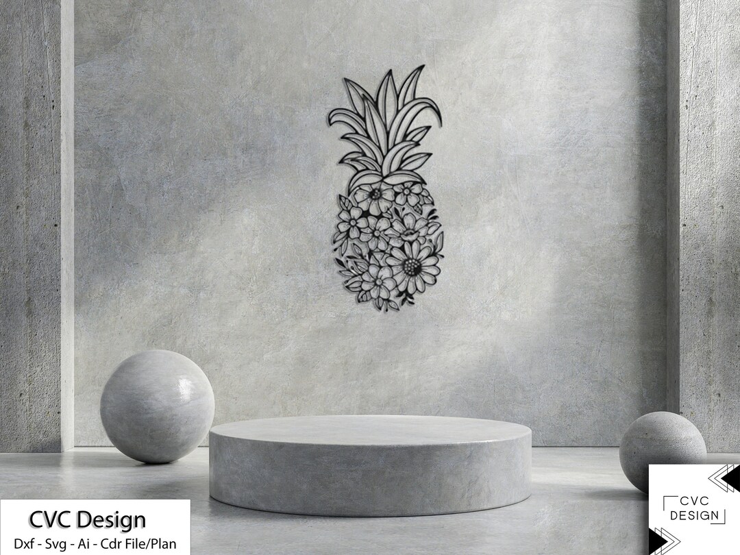 Pineapple DXF File, Fruit Clipart, Silhouette, Cut File, Wall Art, SVG ...