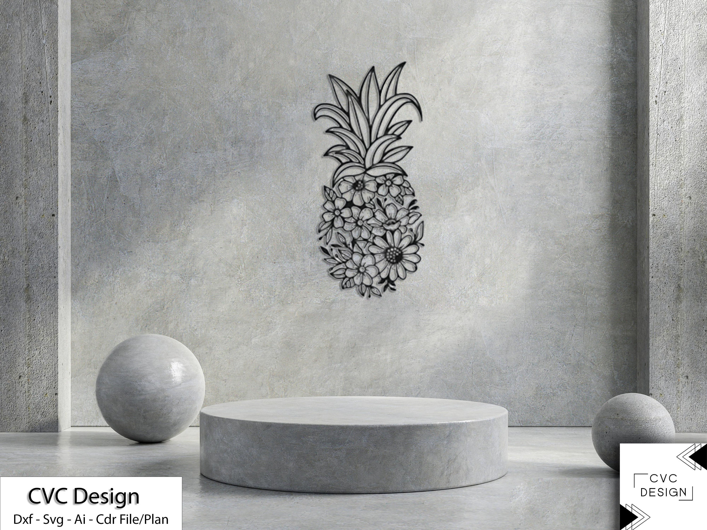 Pineapple DXF File, Fruit Clipart, Silhouette, Cut File, Wall Art, SVG ...