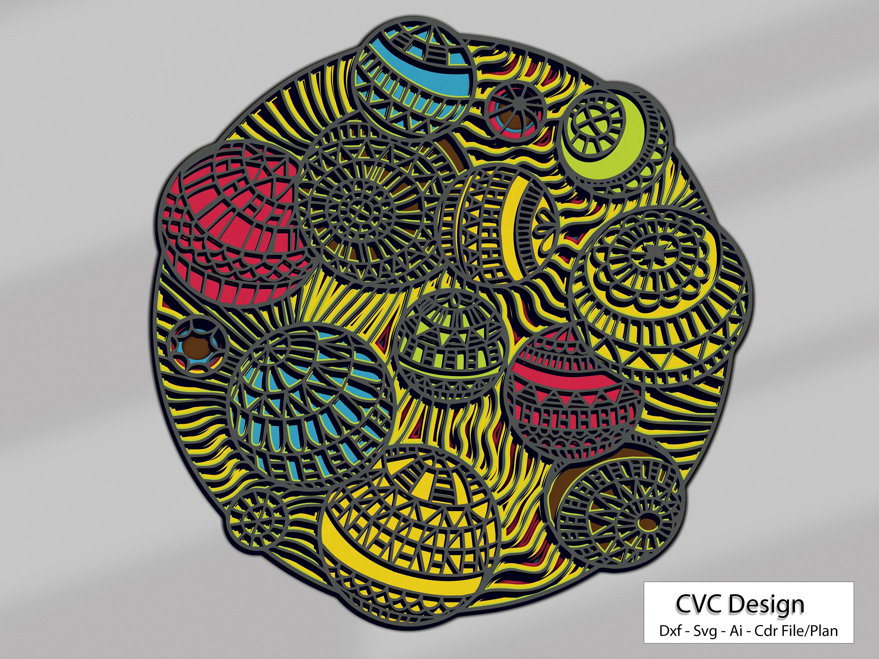 Round Mandala Svg, Dxf spherical Shaped 3d Mandala, Multilayer Wall Art ...
