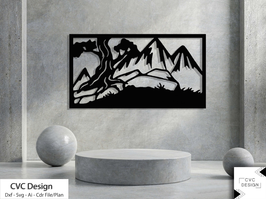 Mountains Dxf Svg Png Files - Nature Design Laser Cut File , Trees ...