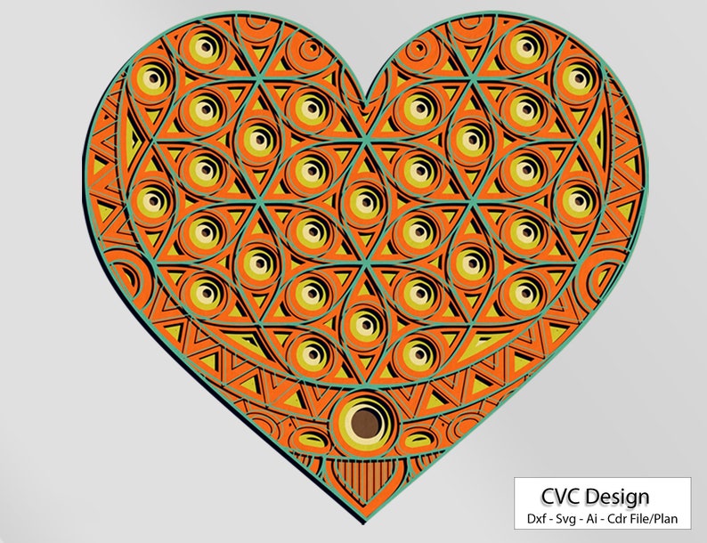 Heart Shape Multilayer Laser Cut File. DXF, SVG,AI Format. Multilayer ...
