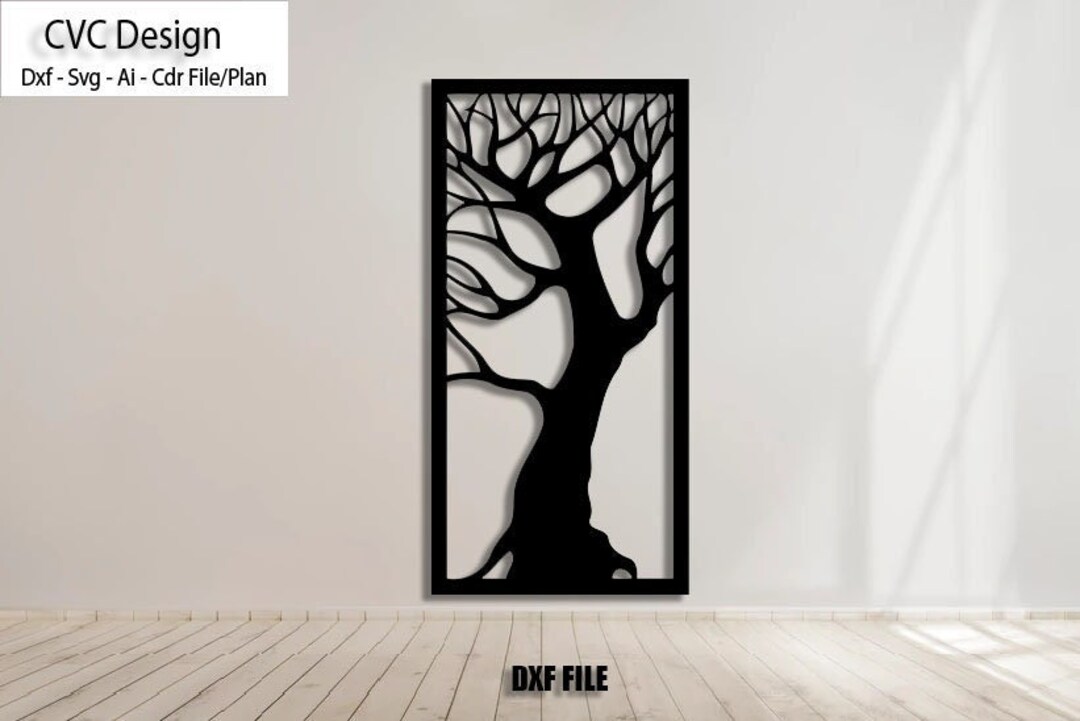 Tree Panel Laser Cut Dxf File Wall Sticker Silhouette Template Cnc ...