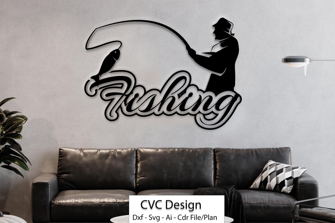 Fishing Fisherman Design Laser Svg Dxf Plan Sticker Engraving ...