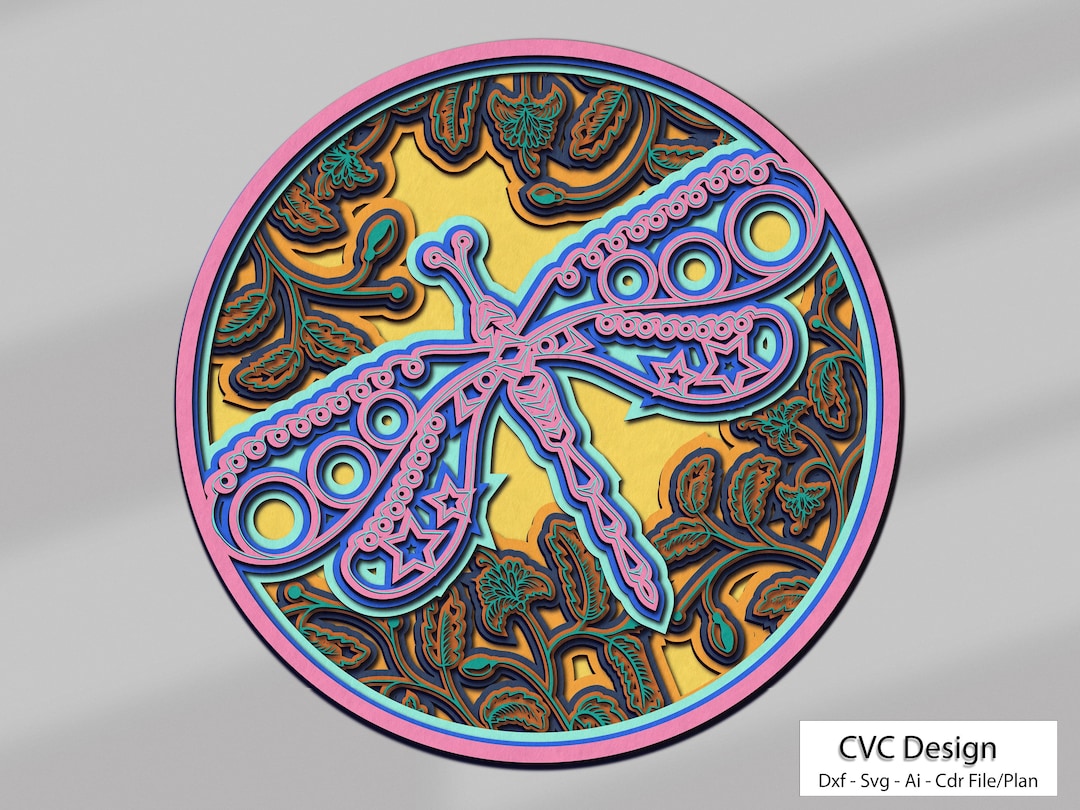 Dragonfly Laser Cut File, Layered Svg, Vector Design, Dxf File for ...