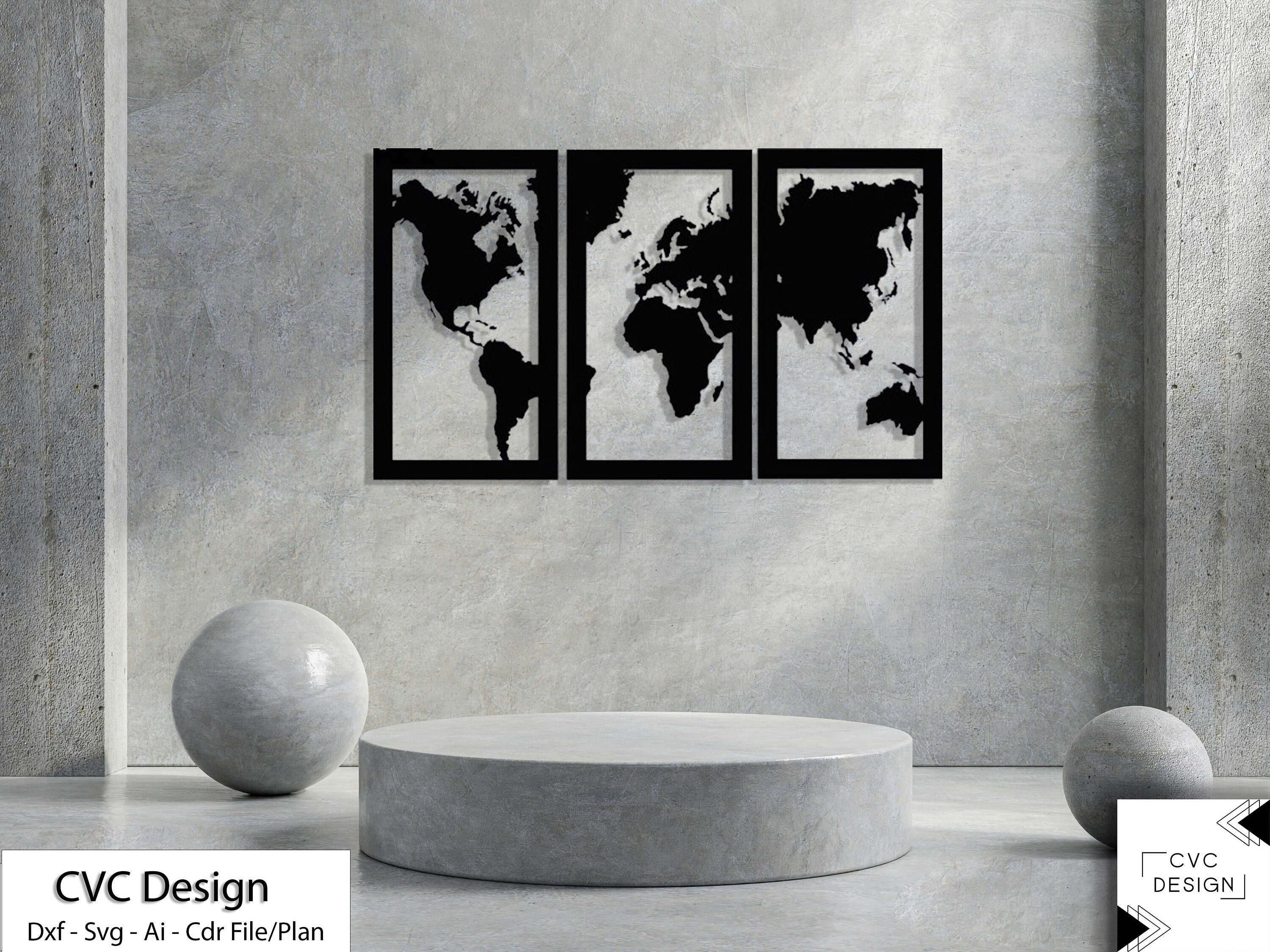 World Dxf Svg Pdf Digital Download World Map Laser Cut Cnc Cutting ...