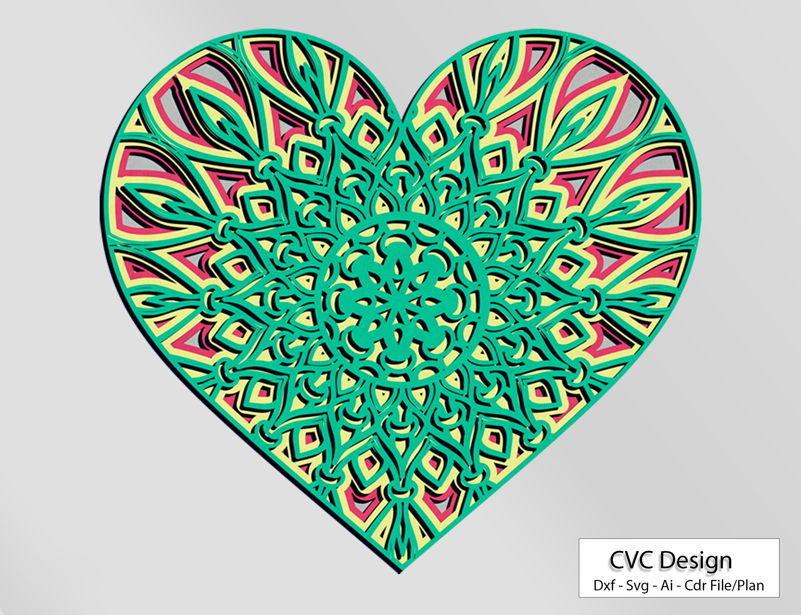 Heart Shape Multilayer Laser Cut File. DXF, SVG,AI Format. Multilayer ...