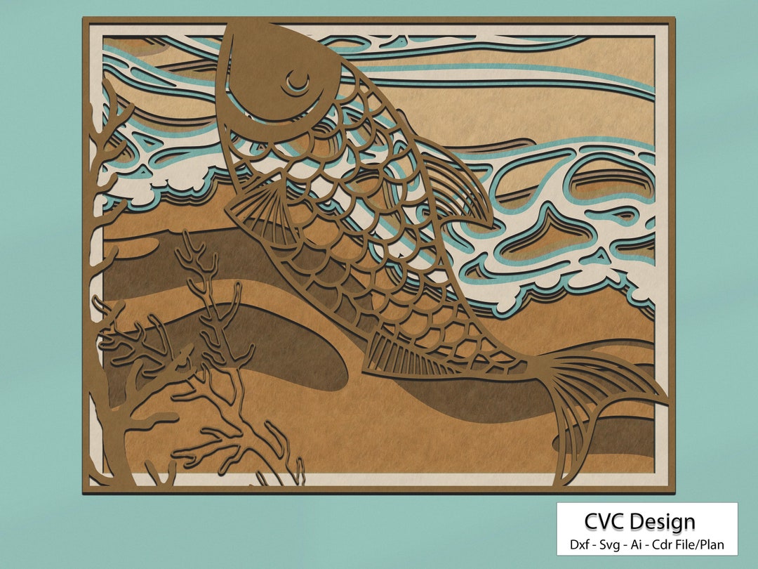 Fish Multilayer SVG/ Fish Cut File/ 3D Layer/ Plywood Cutting/ Dxf, Eps ...