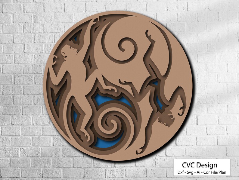 Monkey 3D Layer SVG/ Monkey 3D Mandala/ Monkey Paper Cut/ Plywood Cut ...