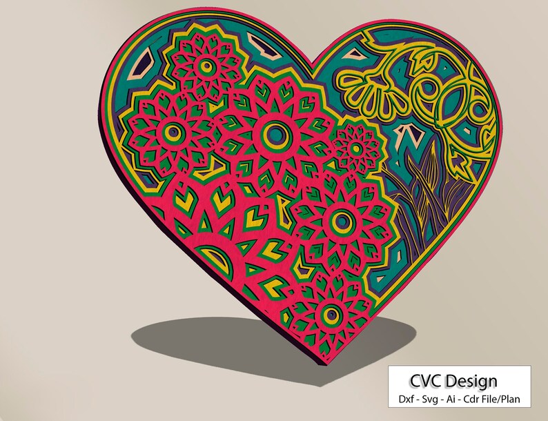 Heart Mandala Laser Cut Multi Layered Svg File Mandala - Etsy