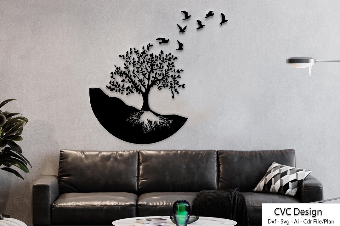 Vector AUTUMN TREE and Birds, Svg, Dxf Files ,download, Digital Image ...