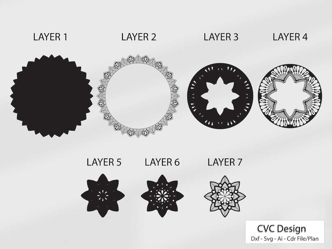 Multilayer Laser Cut DXF - MANDALA - Mandala Svg Files for Cricut, 3d ...