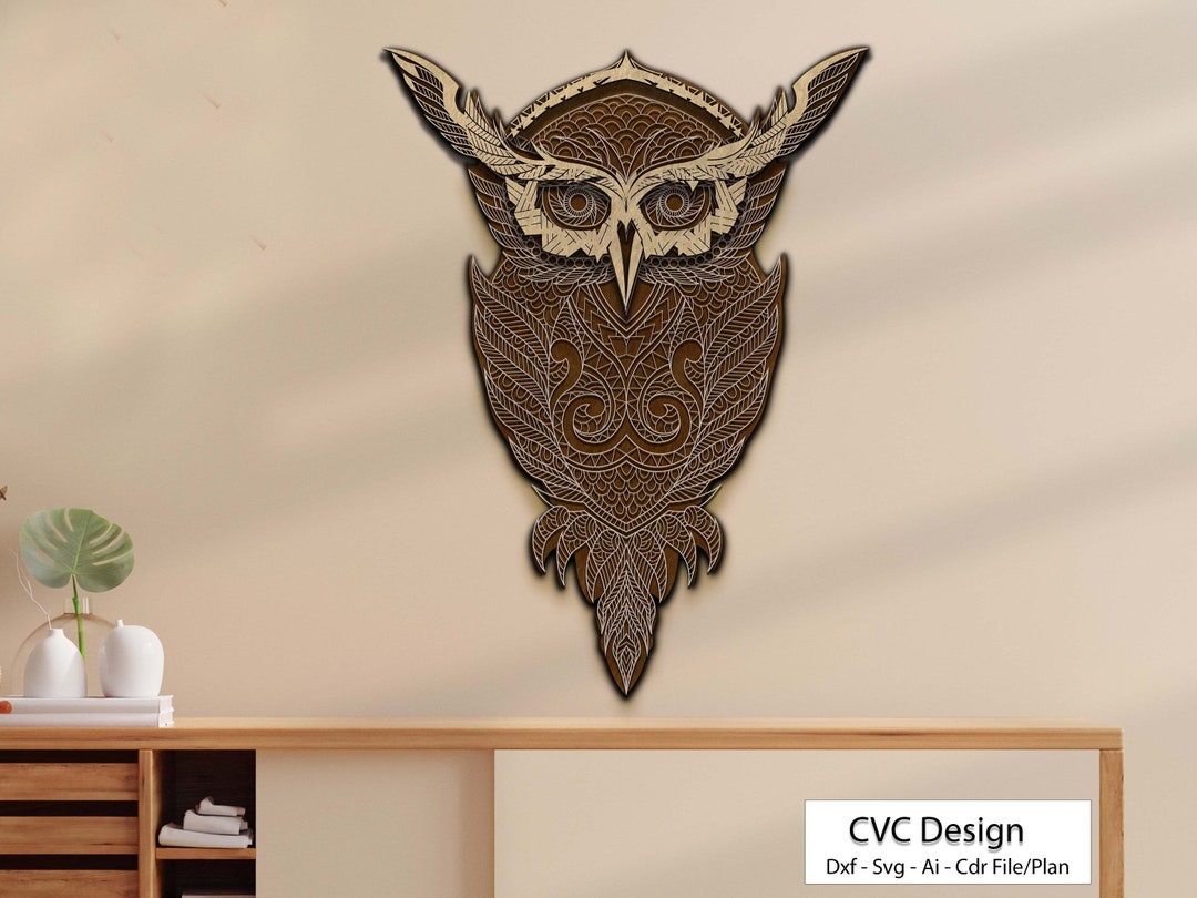 Owl Multilayer 3D SVG/ DXF/ Eps/ Ai, Owl 3D Mandala/ Owl Paper Cut ...