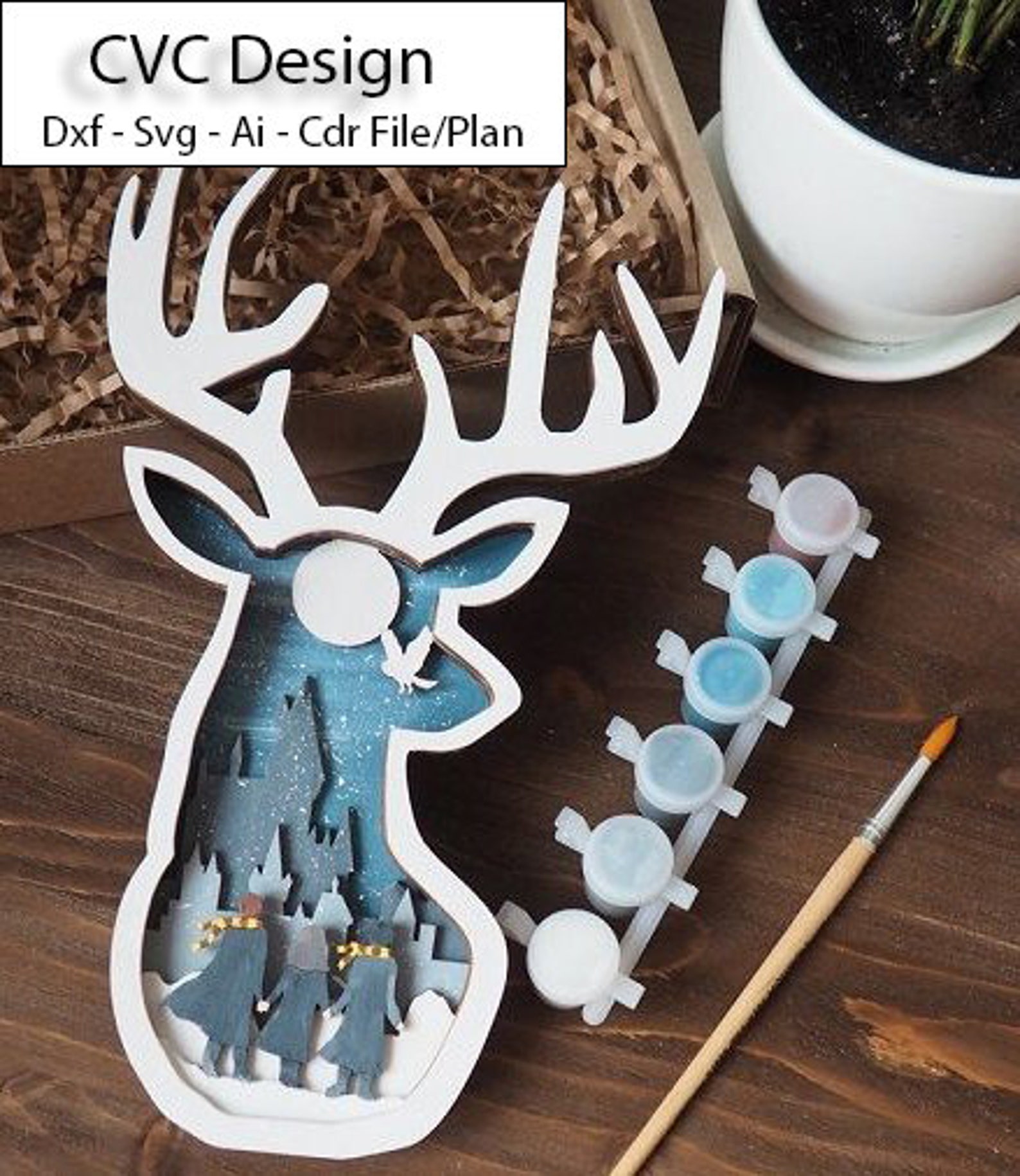 Digital File 6 Layer Deer With Optional Layers Art Piece for Glowforge ...