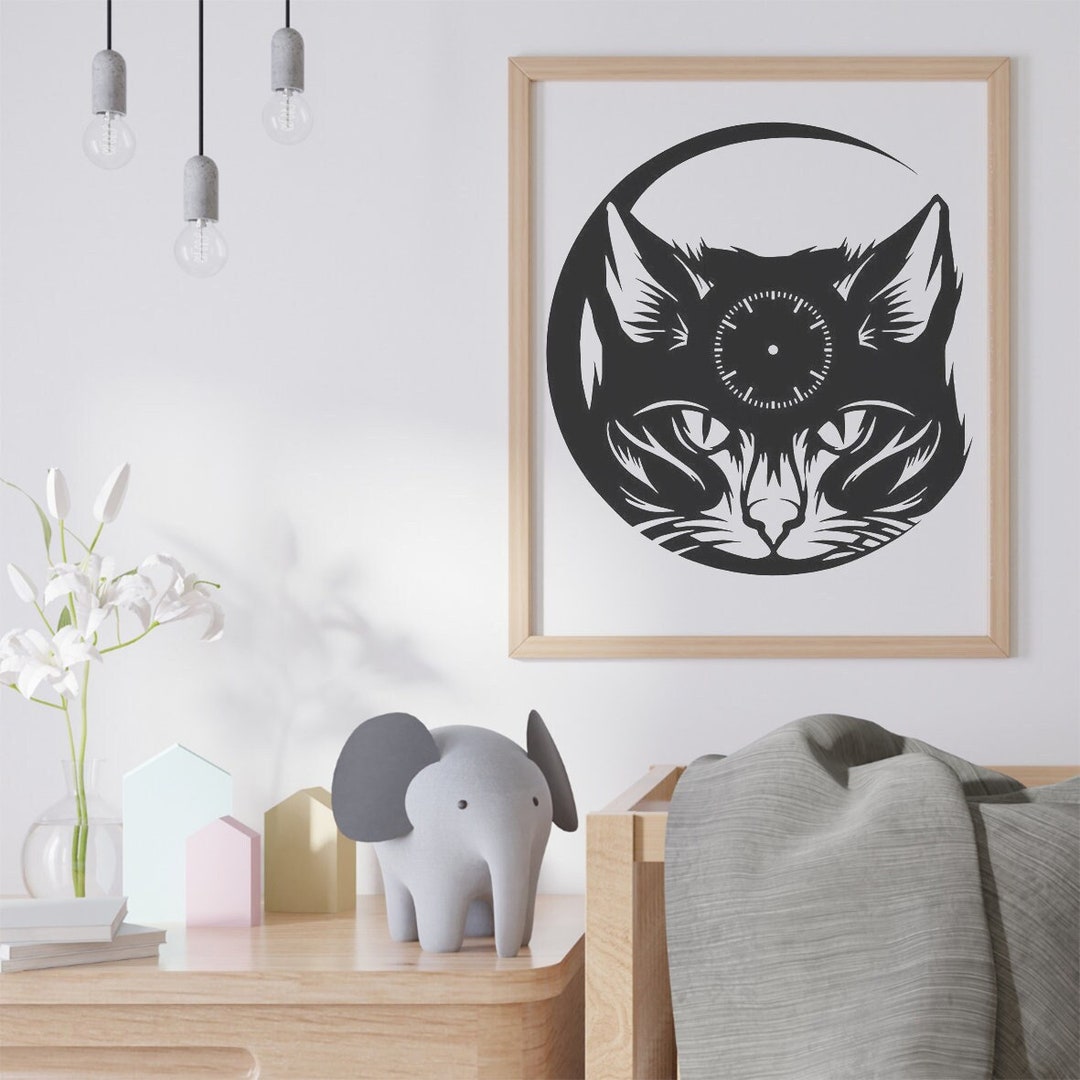 Wall Clock, Black Cat, Laser Cut, Svg Plan ,template, CNC Cutting ...