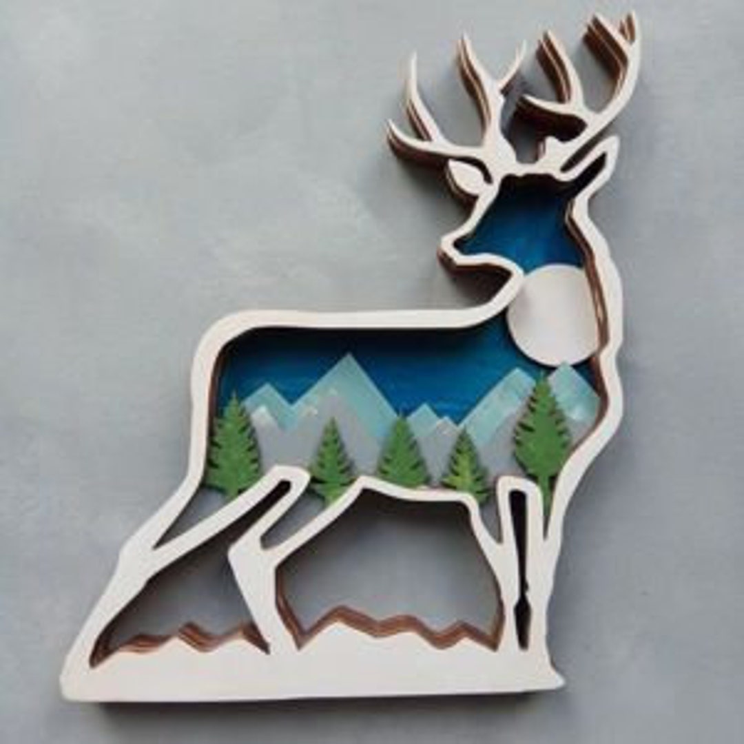 Multilayer Deer Design Laser Cut Svg Cdr Files Wall Sticker Engraving ...