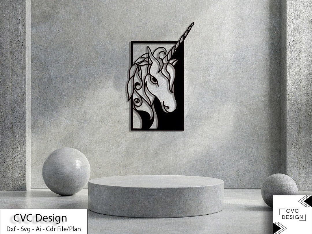 Unicorn Design Laser Cut Svg Dxf Files Wall Sticker Engraving Decal ...
