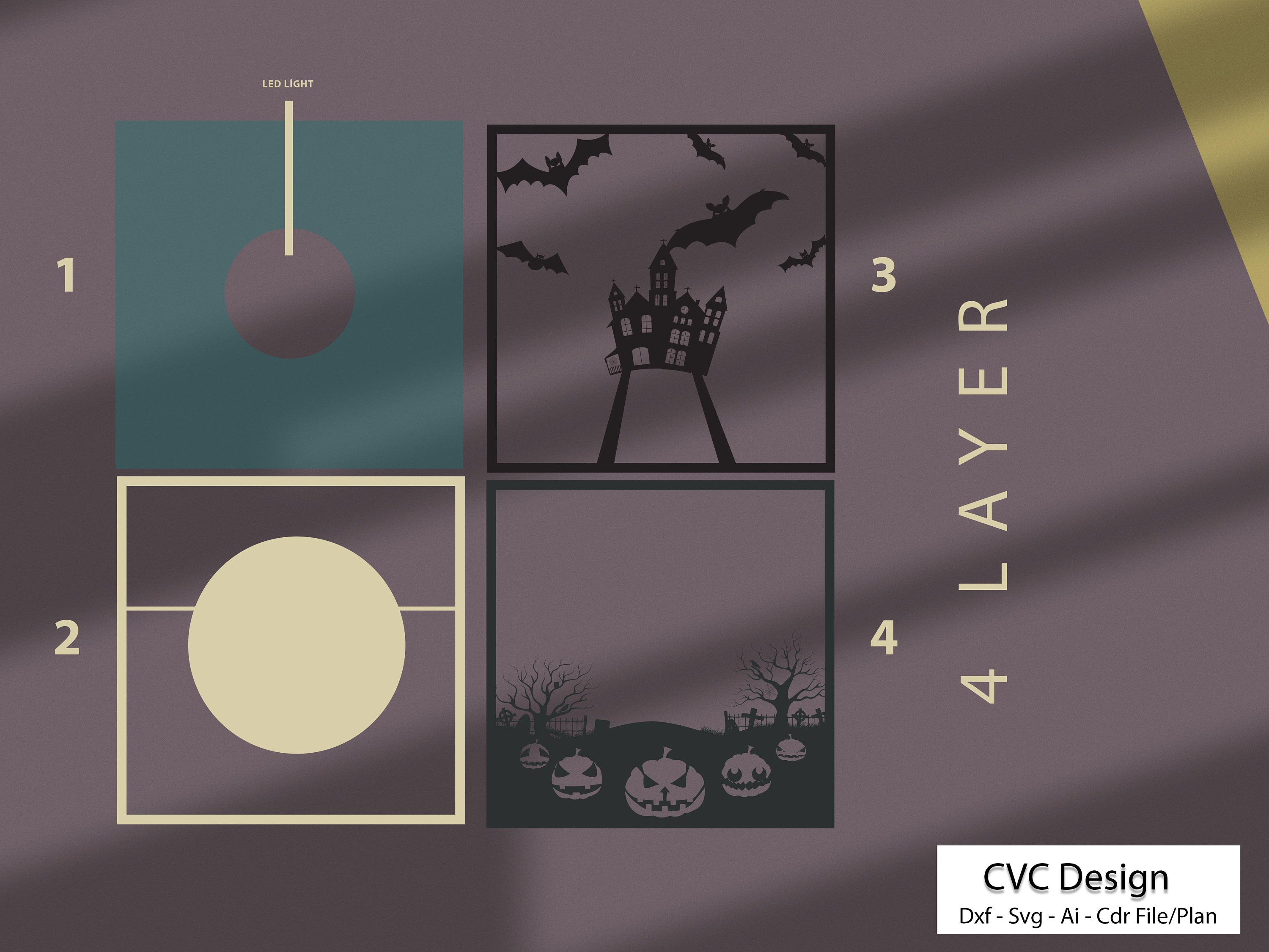 Hallowen,castle, Pumpkin, Light Box Template SVG, Halloween Shadow Box ...