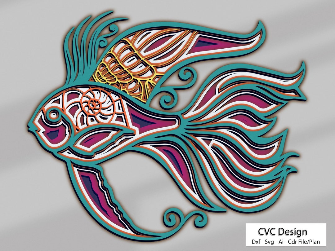 Laser Cut Multilayer Fish Svg Paper Cut Wall Art Decor DXF SVG EPS Ai ...