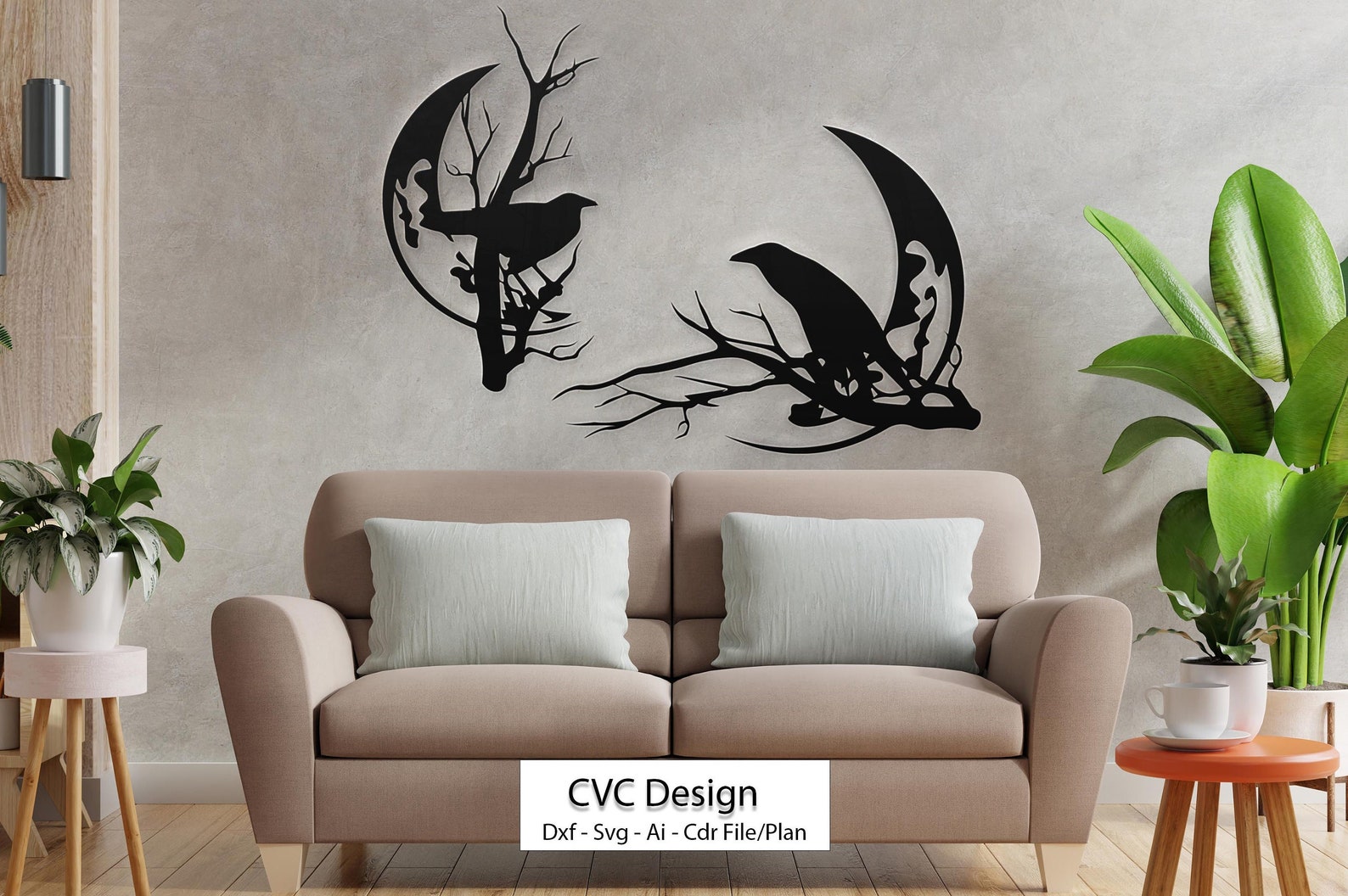 Raven on a Branch SVG, DXF, Digital Vector File for Laser and Plasma ...