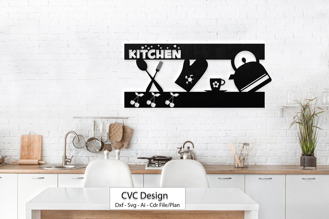 Kitchen Design Laser Cut Svg Dxf Files Wall Sticker Engraving Decal ...