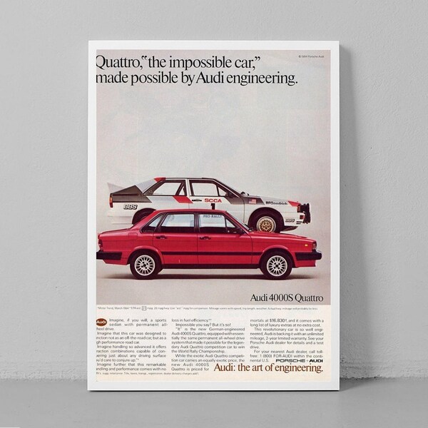 Vintage Audi Poster - Etsy