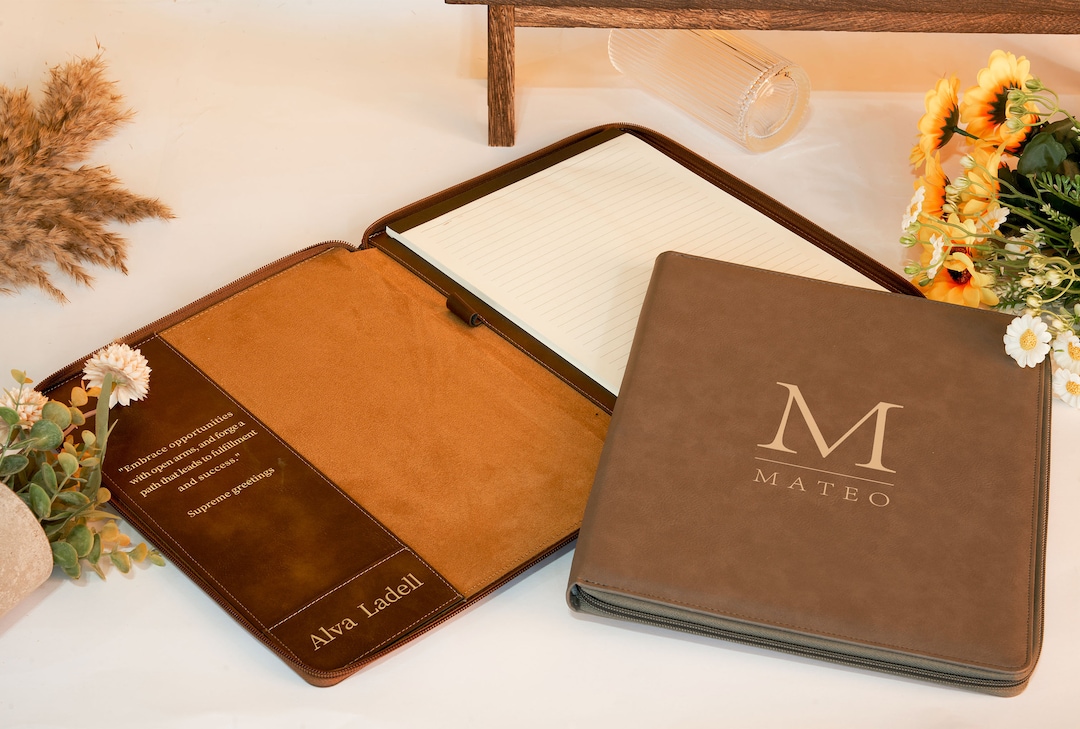 Personalized Zipper Leather Folder Organizer Custom - Etsy