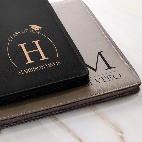 Zipper Leather Portfolio - Etsy