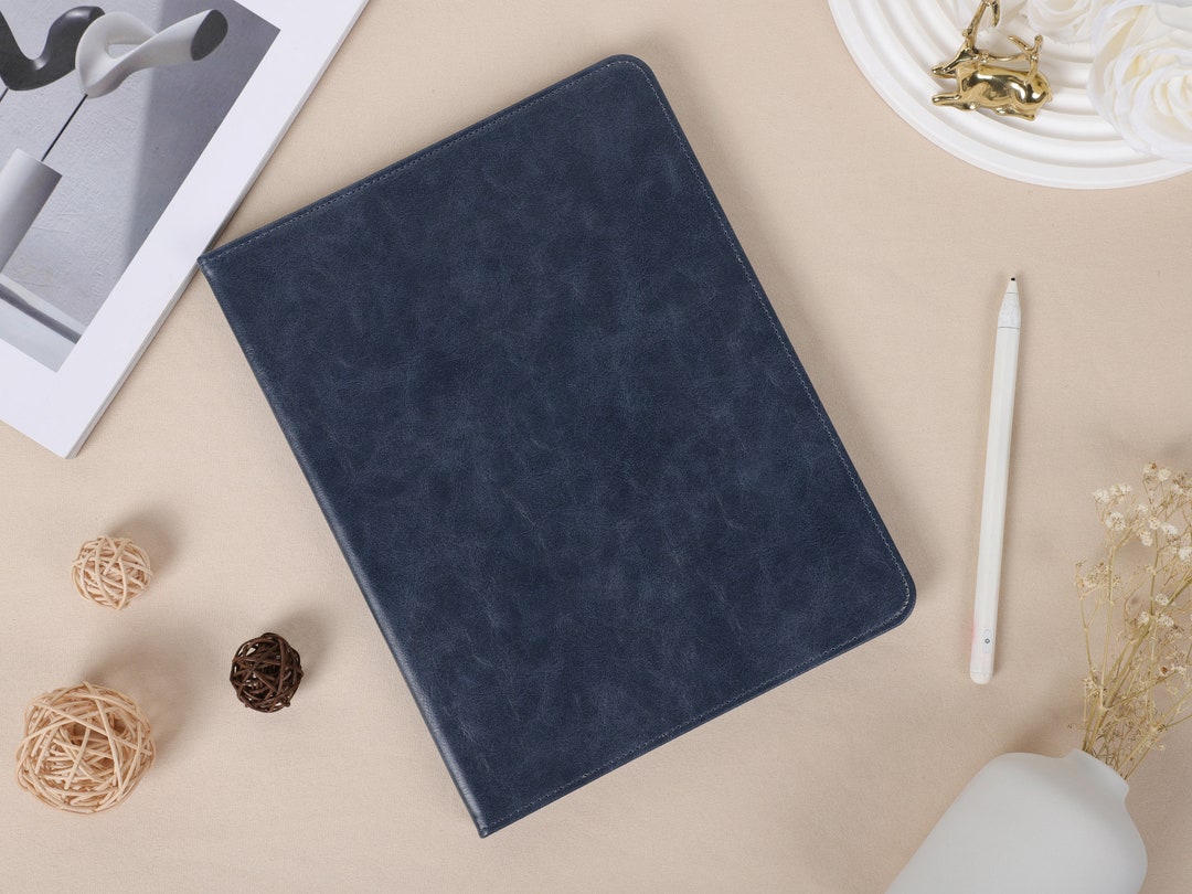 Navy Blue Leather Personalized iPad Case With Pen Holder for iPad Air 4 ...
