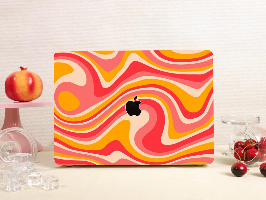 Red Curve Stripe MacBook Case for MacBook Air 13.6" M2 Pro A2338 ...