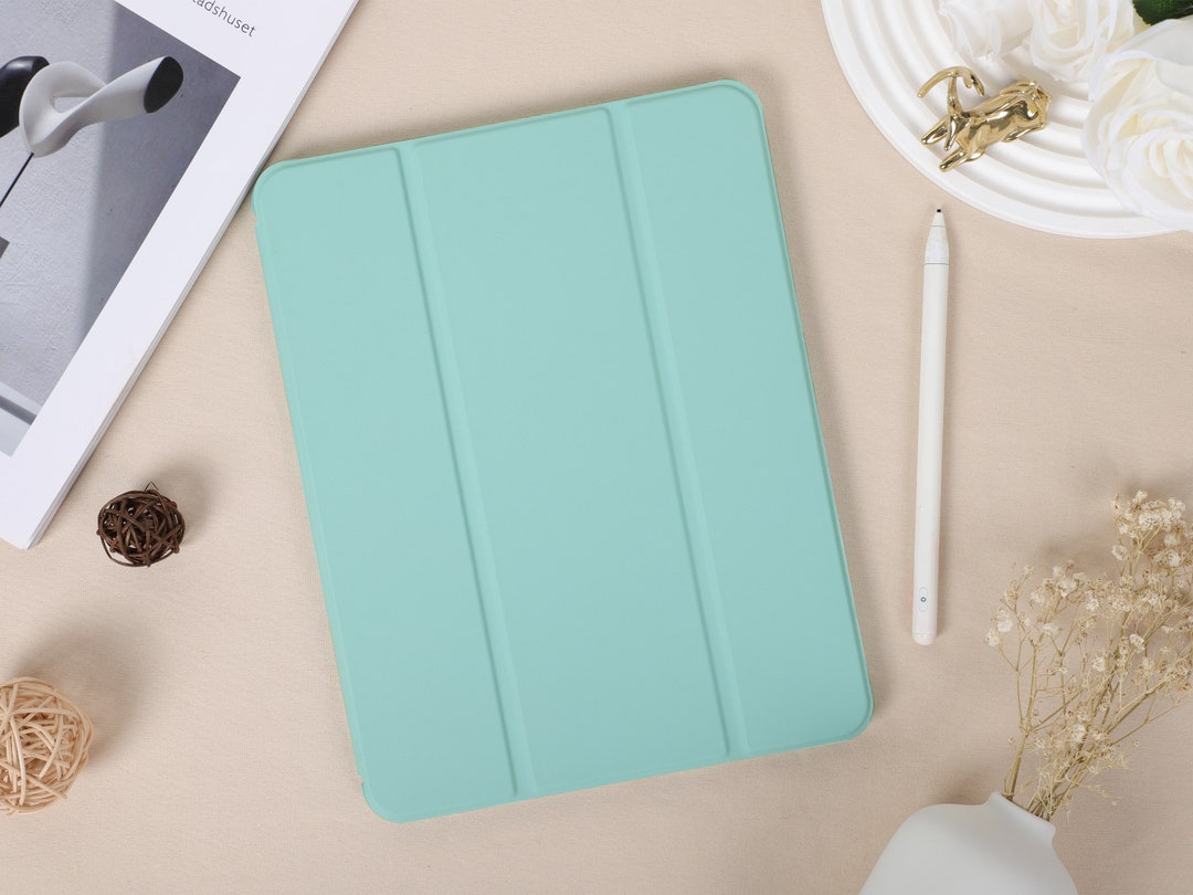 Mint Green Personalized iPad Case With Pencil Holder for iPad Air 4/5 ...
