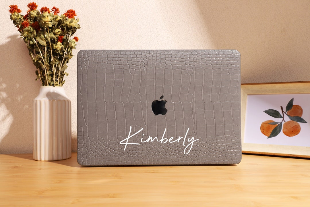 Dark Gray Crocodile Print Custom Hard Case for MacBook 13.6" M2 Air ...