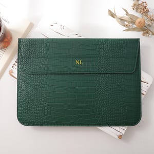 Personalized Crocodile Print Leather Laptop Case, 13" 15 Inch Case for ...