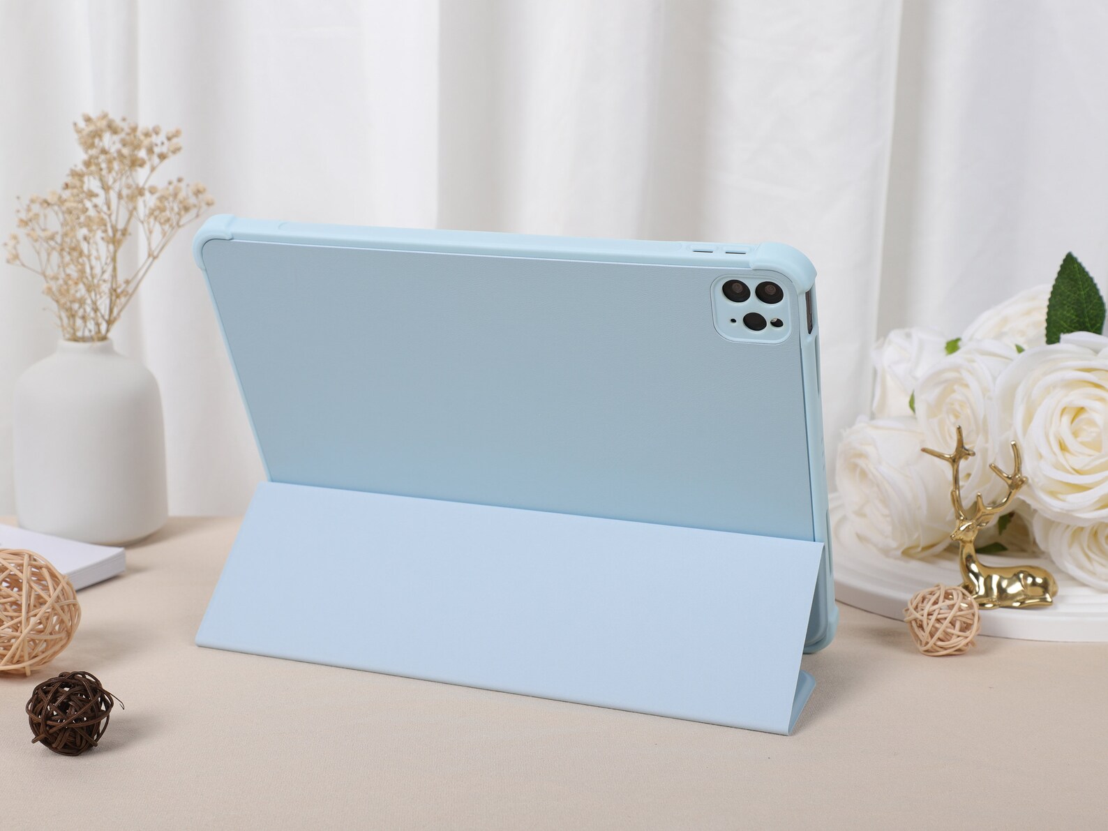 Candy Blue Personalized iPad Case With Pen Holder for iPad Air 4/5 ...