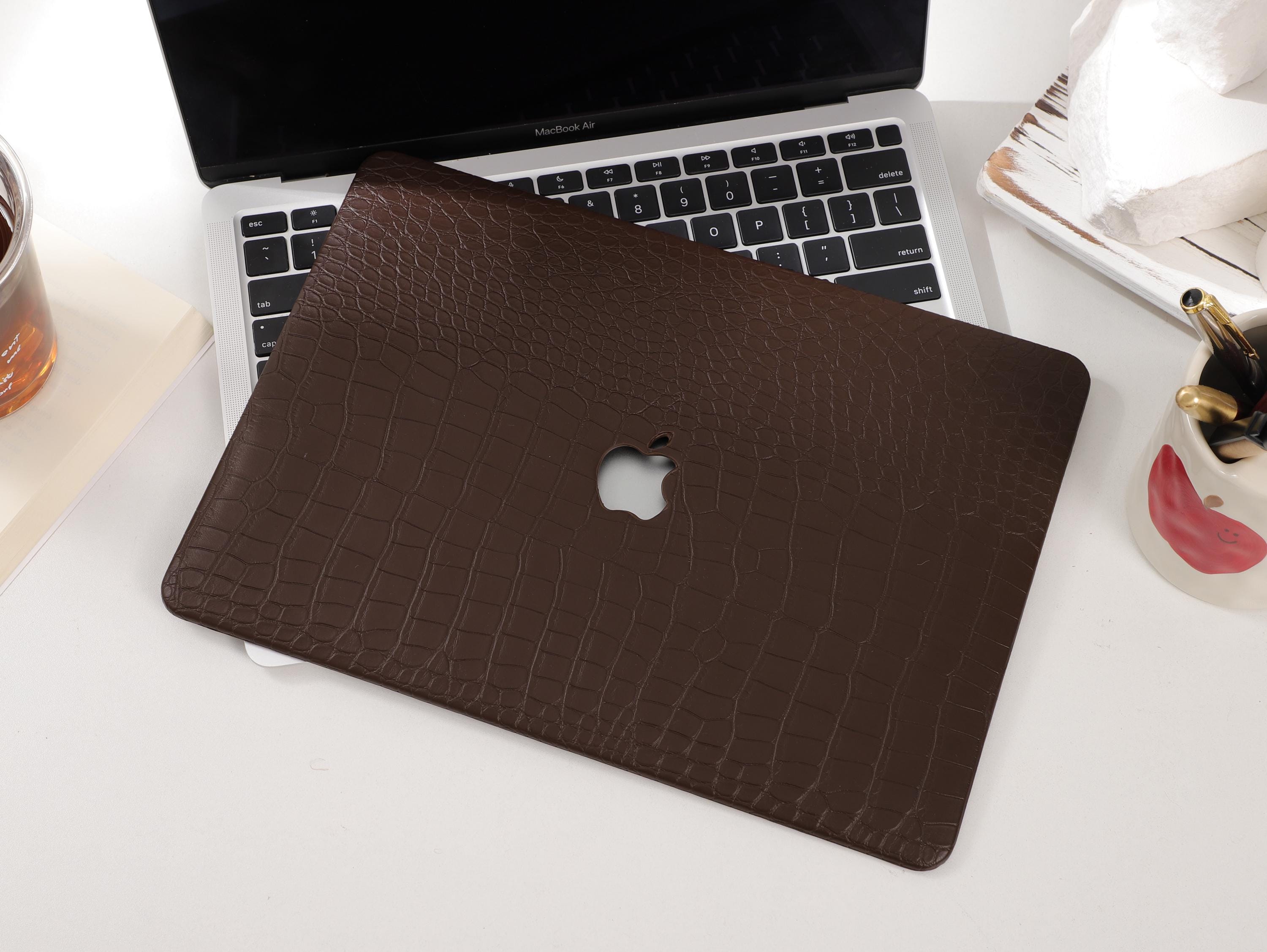 Coffee Brown Crocodile Print Leather MacBook Case for MacBook Air 15/13 ...