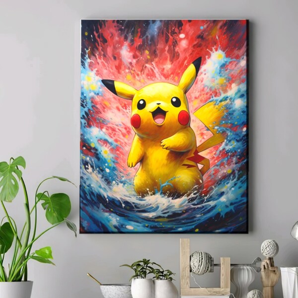 Pikachu Canvas - Etsy