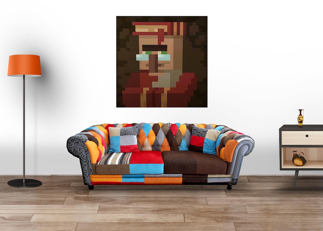NEW 2024 Minecraft Style Villager Scholar Painting Self Adhesive ...