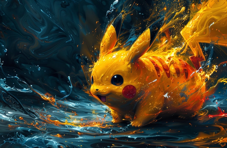 Pokemon Canvas on Pinewood Frame/poster Print Poster Artwork Pikachu ...