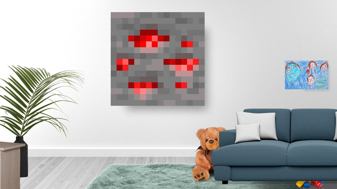 Redstone Ore Textured Wallpaper Sticker or Framed Canvas, Minecraft ...
