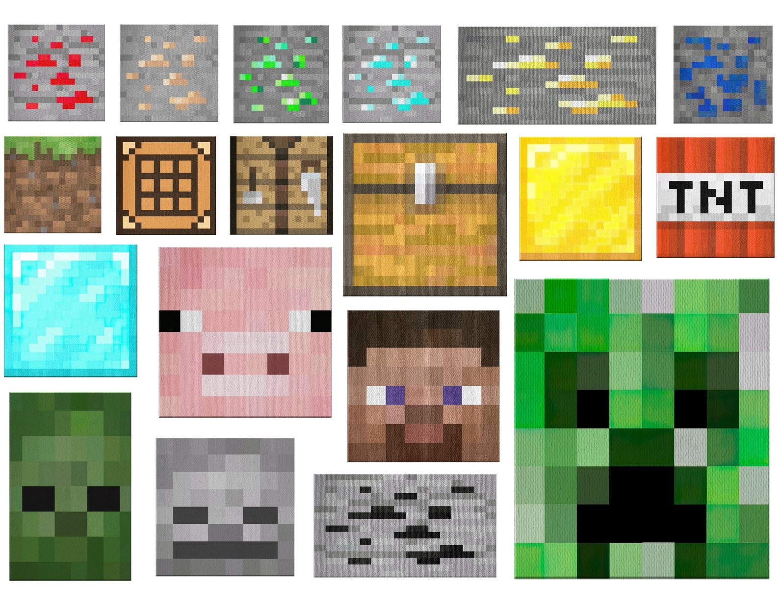 Minecraft Crafting Table Top Canvas Print Large Minecraft Artwork Wall ...