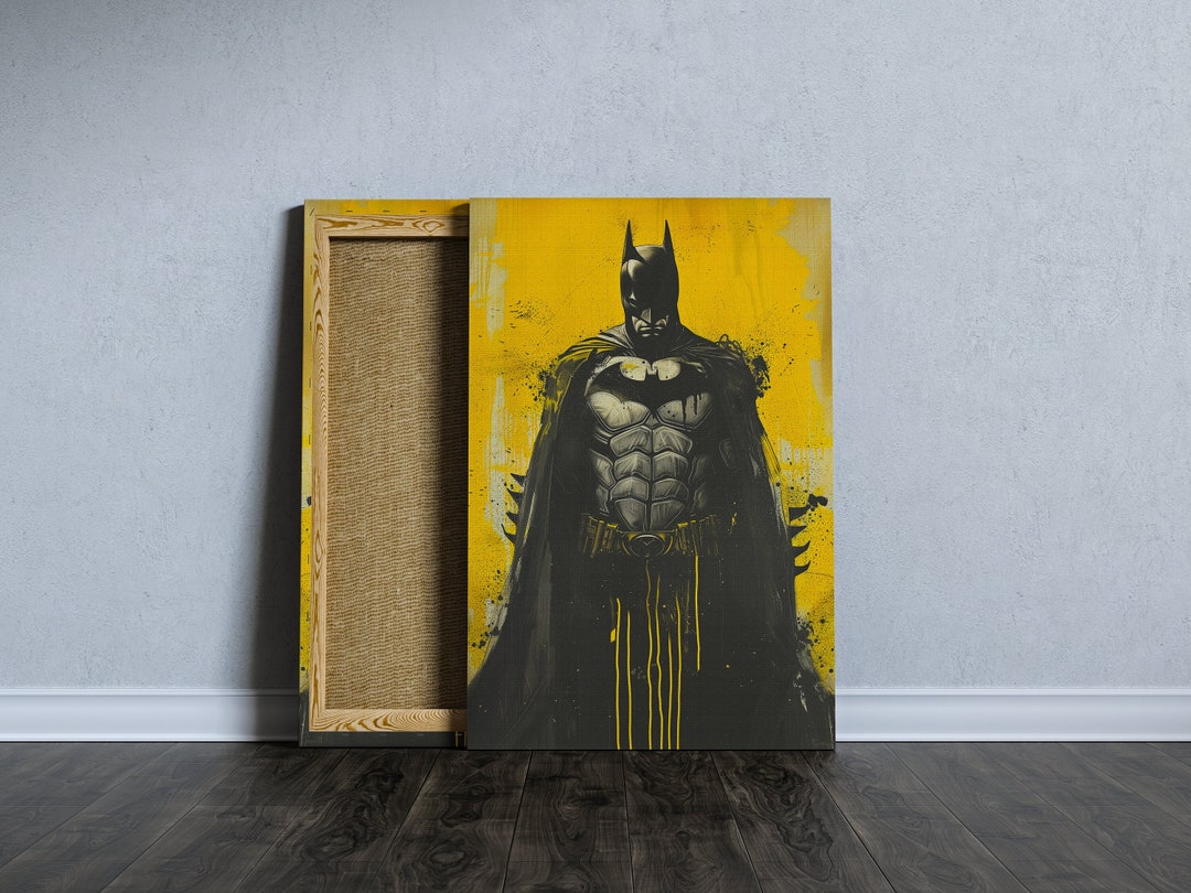 Batman Comic Style Canvas or Poster Yellow Black Pinewood Frame the ...