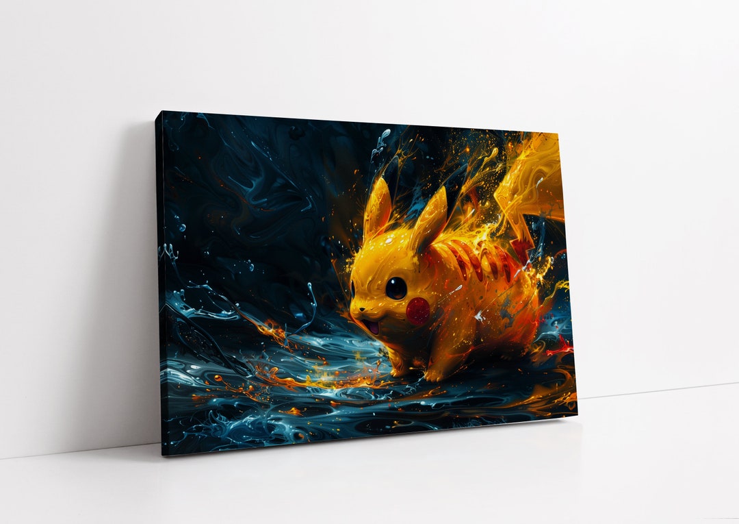 Pokemon Canvas on Pinewood Frame/poster Print Poster Artwork Pikachu ...