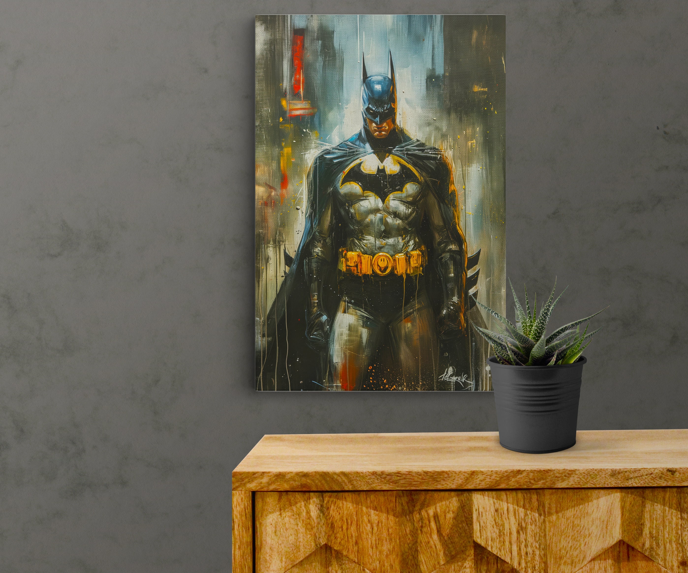 High Quality Batman Prints Canvas Stretched Pinewood Frame Batman ...
