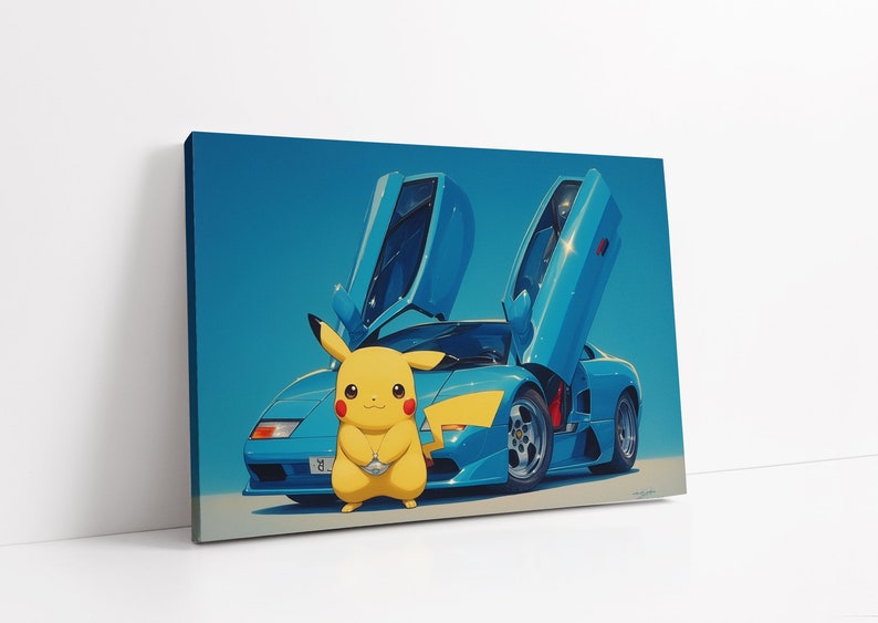 Pokemon Canvas on Pinewood Frame or Poster Print Poster Artwork pikachu ...