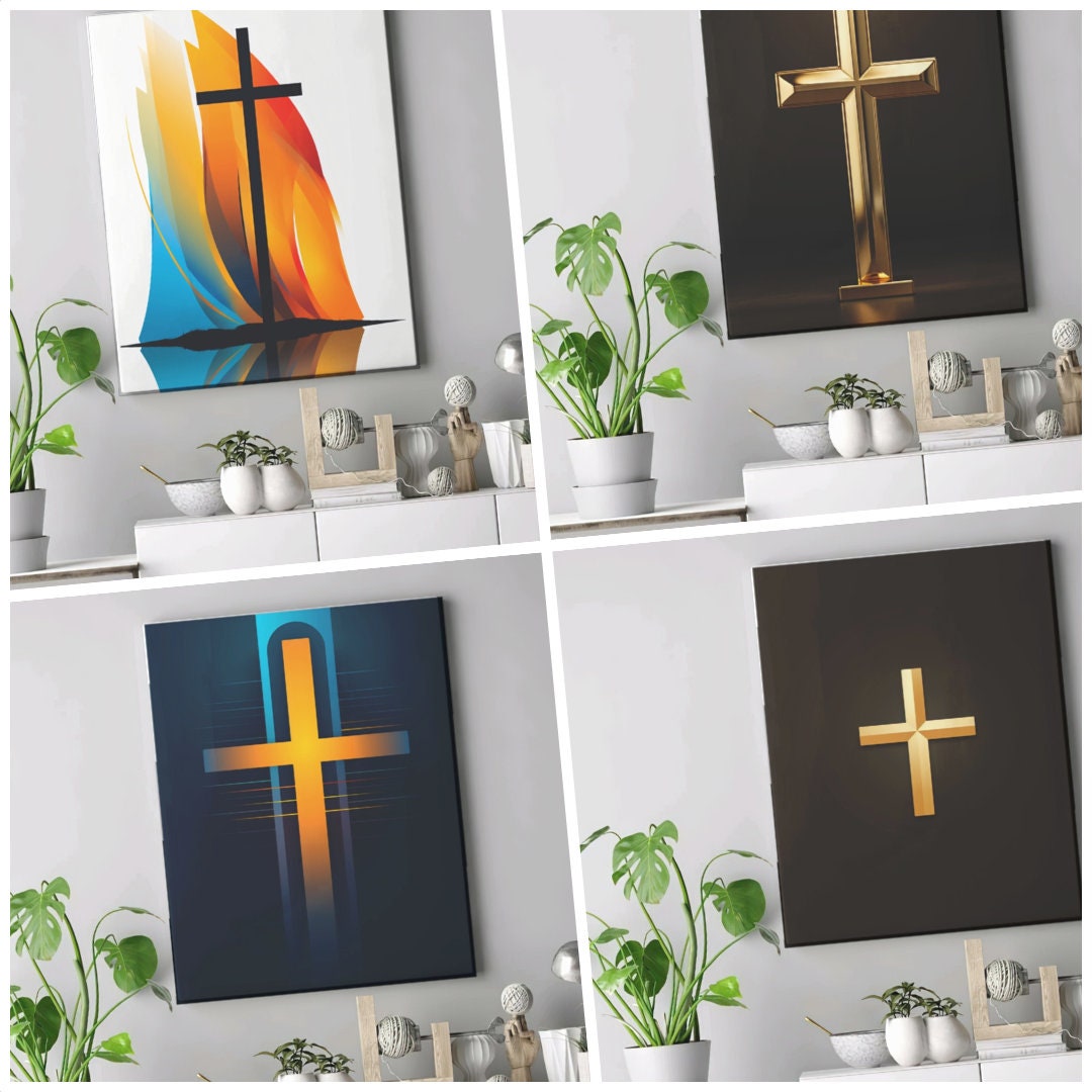 Divine Decor: Modern Christian Art Canvas Holy Cross and Jesus Print ...