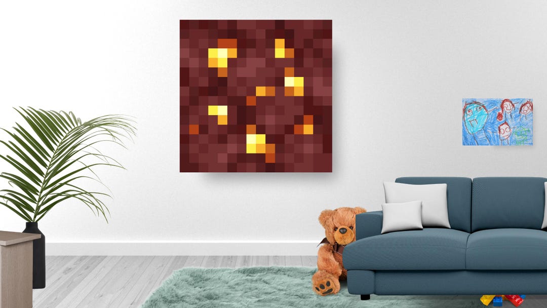 Minecraft Inspired Nether Gold Ore Block Textured Wallpaper Sticker or ...