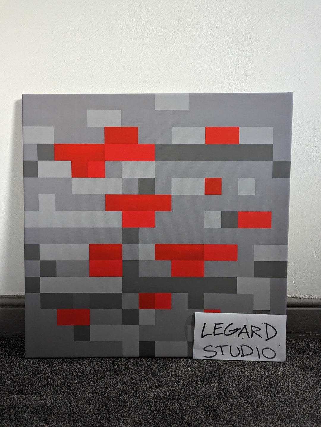 Minecraft Redstone Vein Block Canvas Print Large Minecraft Artwork Wall ...