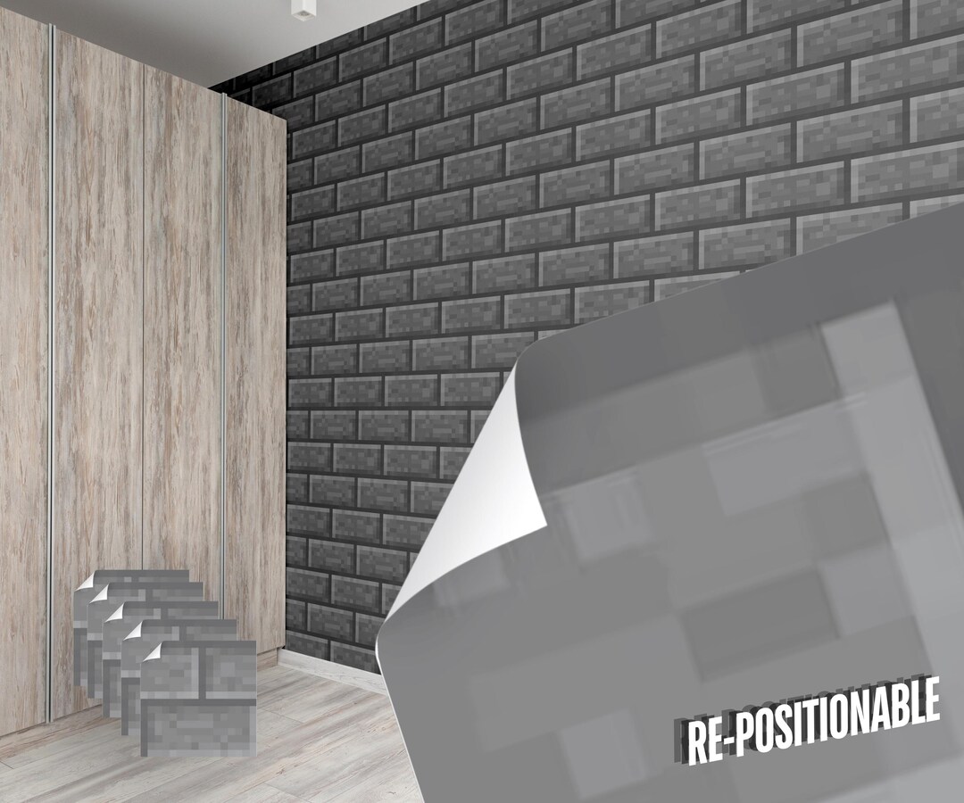 Mine Craft Stone Wall Block Wallpaper Sticker Durable Textile ...