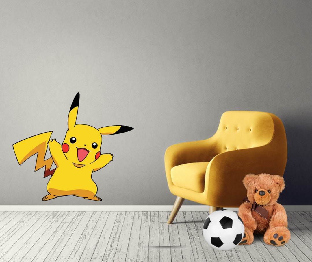 Pokemon Pikachu Wall Sticker Fan Wall Art True Textile Weave You-tac ...