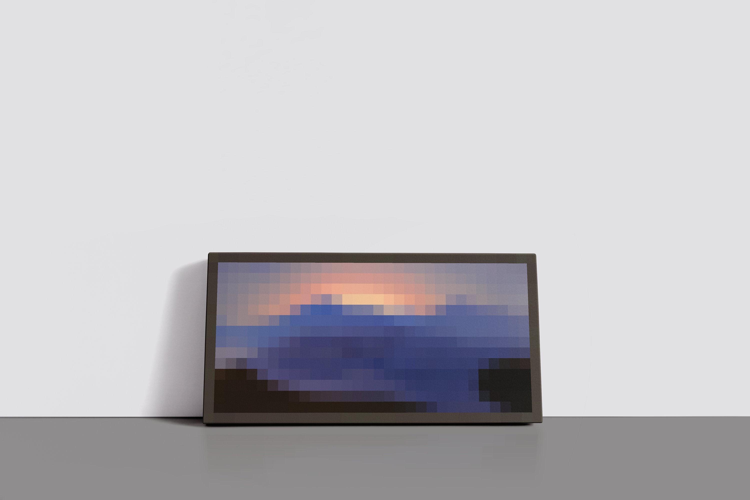 Minecraft Sunset Painting Printed Canvas 2x1 Blocks sunset Dense ...